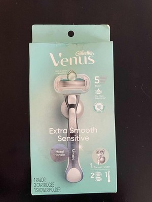 Gillette Venus Extra Smooth Sensitive Razor w/Metal Handle,2 Cartridges ...