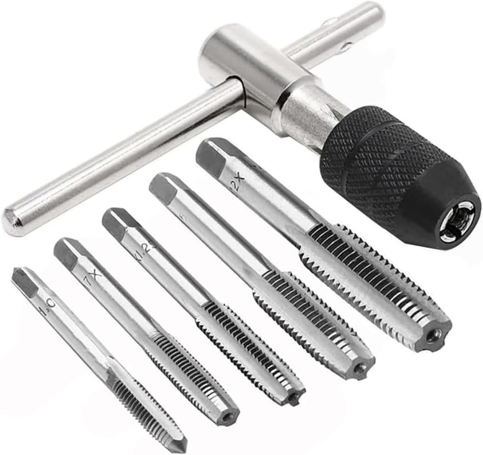 YWHWXB 6 Piece Tap Wrench Tool Set,Adjustable T-Shape Handle Ratchet ...