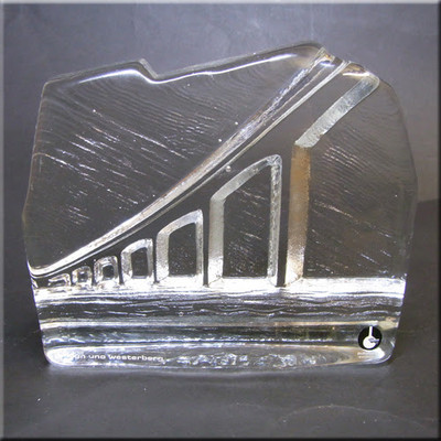 Pukeberg Sweden Glass Paperweight Oland Bridge Uno Westerberg Design ...