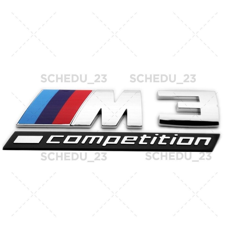 BMW F80 G80 M3 Competition Rear Trunk Silver Chrome Nameplate Emblem ...