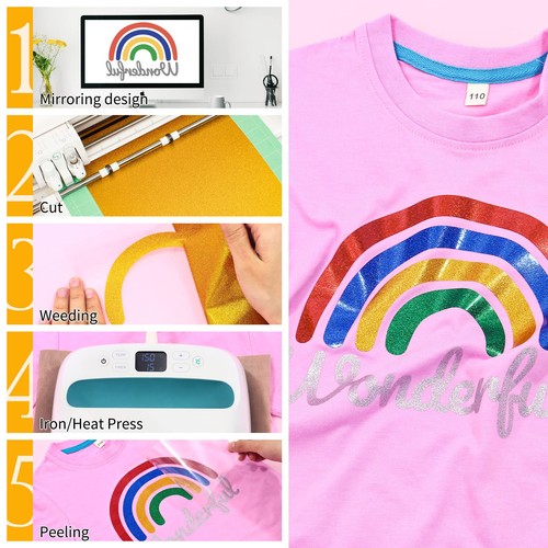 Glitter HTV Heat Transfer Vinyl Bundle for Shirts - 17 Sheets 12"×10 ...