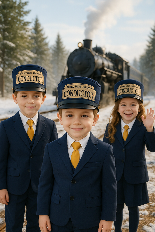 Child Deluxe Polar Navy Express Conductor Hat Train Engineer Costume ...