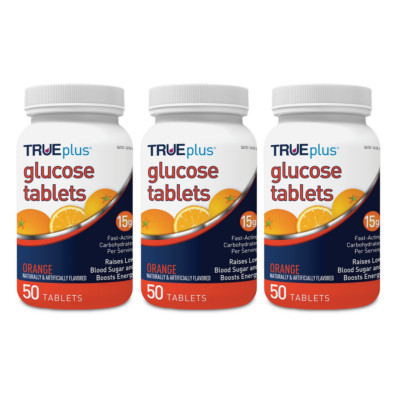 TRUEplus Glucose Tablets 15g Orange 50ct - 3 Pack | eBay
