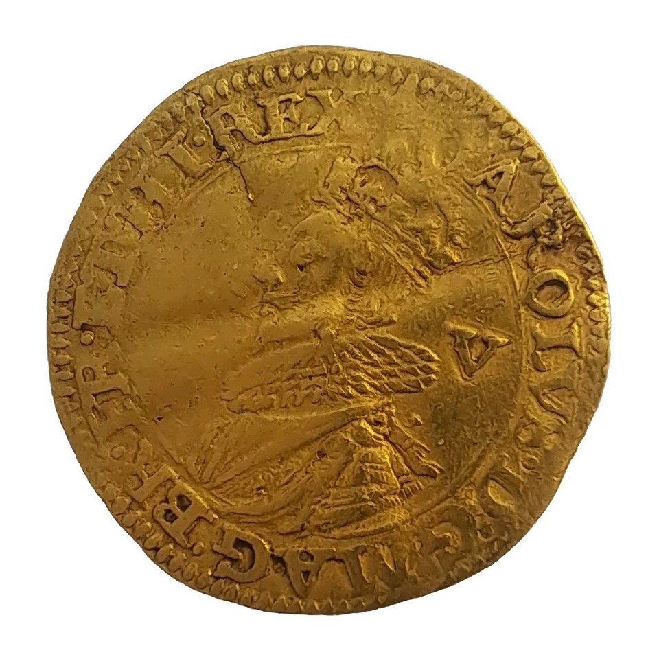 UK King Charles I 1625-1626 One Crown Hammered Gold Coin Tower Mint- Sp ...