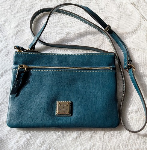 Dooney & Bourke Leather Crossbody Patsy Teal { Stored. Never Used} | eBay