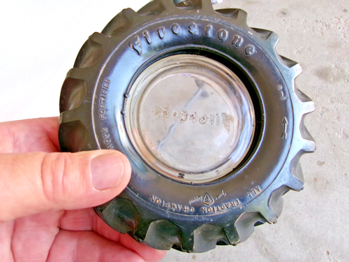 Firestone Rubber Tire Glass Insert Advertising Ashtray Automobila TRUCK ...
