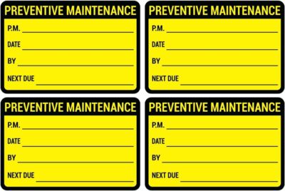 2x3 inch 200 PCS Black Yellow Preventive Maintenance Stickers for ...