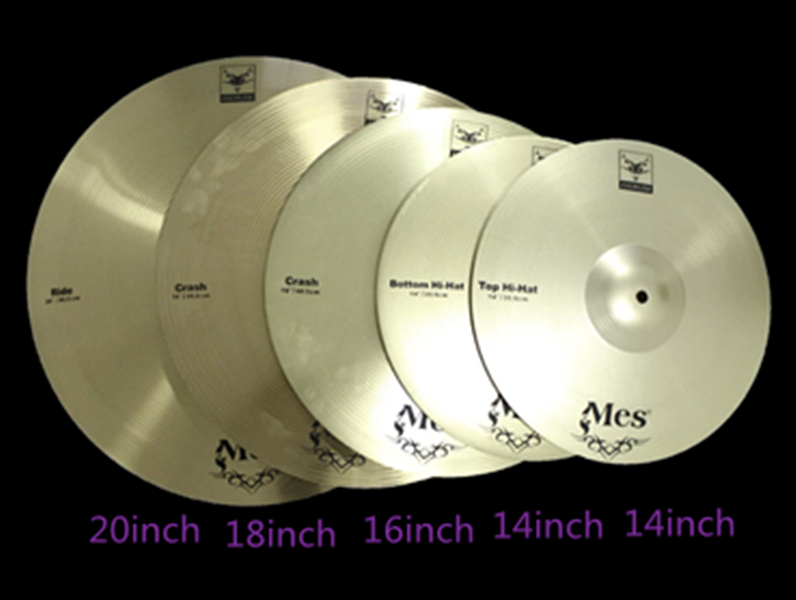 E-Cymbals Low-volume Silent Brass alloy 5pcs with Long-sleeved Cymbals ...