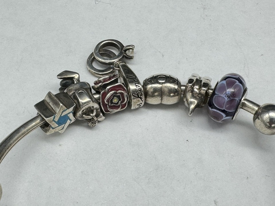 CHAMILIA CHAM 925 Sterling Silver Cuff Bracelet w/ Seven Charms | eBay