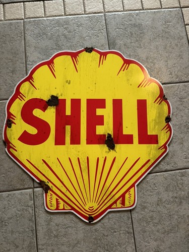 Antique style porcelain look SHELL Service dealer service gas station ...