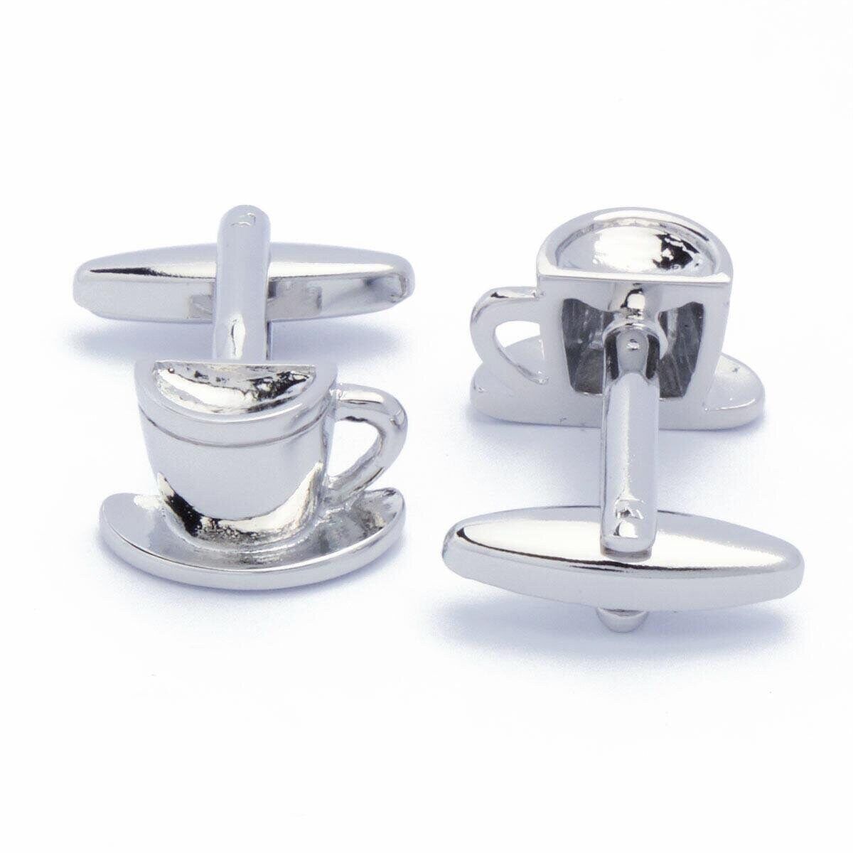 Cufflinks - Teacup Coffee Cup Silver | eBay