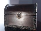 Brown Leather Styled Small Wooden Chest with Brown Felt Inside Treasure ...
