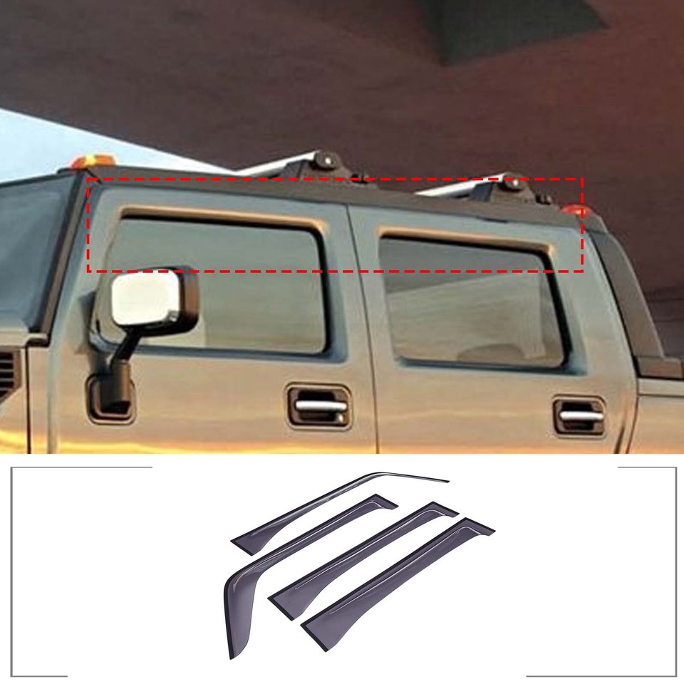 Smoked Side Window Vent Visor Sun Rain Deflector Guard For Hummer H3 ...