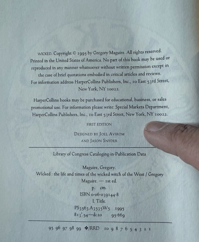 Wicked, Gregory Maguire (1995) 1st/1st, SIGNED & Wicked Notebook SIGNED ...