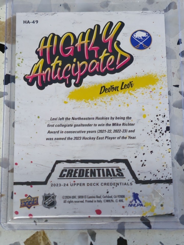 Devon Levi - Highly Anticipated Rookie #HA-49 - 2023-24 Upper Deck ...