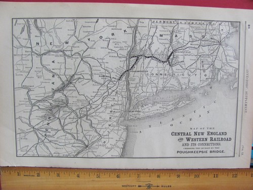 1890 SEPT CENTRAL NEW ENGLAND & WESTERN RAILROAD ORIGINAL SYSTEM MAP ...