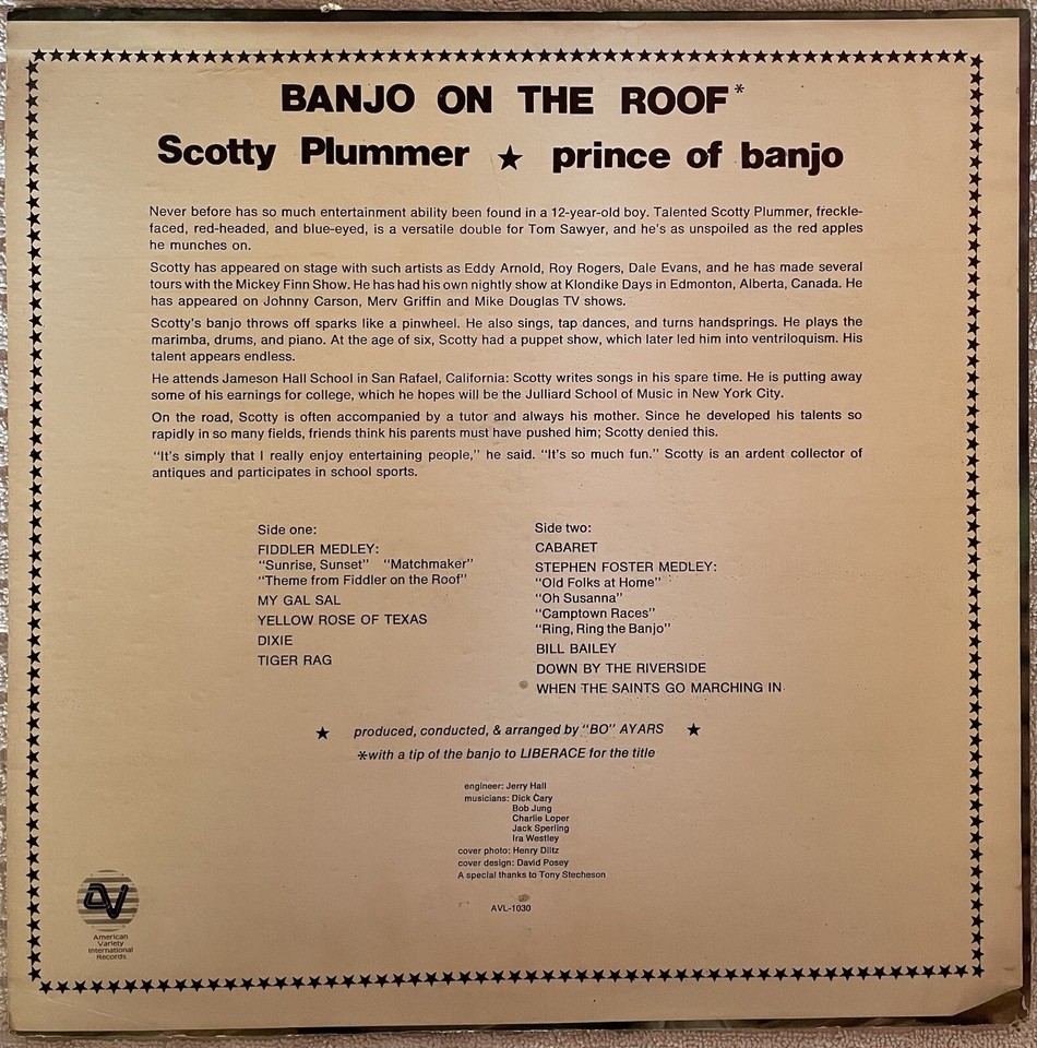 SCOTTY PLUMMER: Banjo on the Roof US ’75 Vinyl LP Bluegrass | eBay