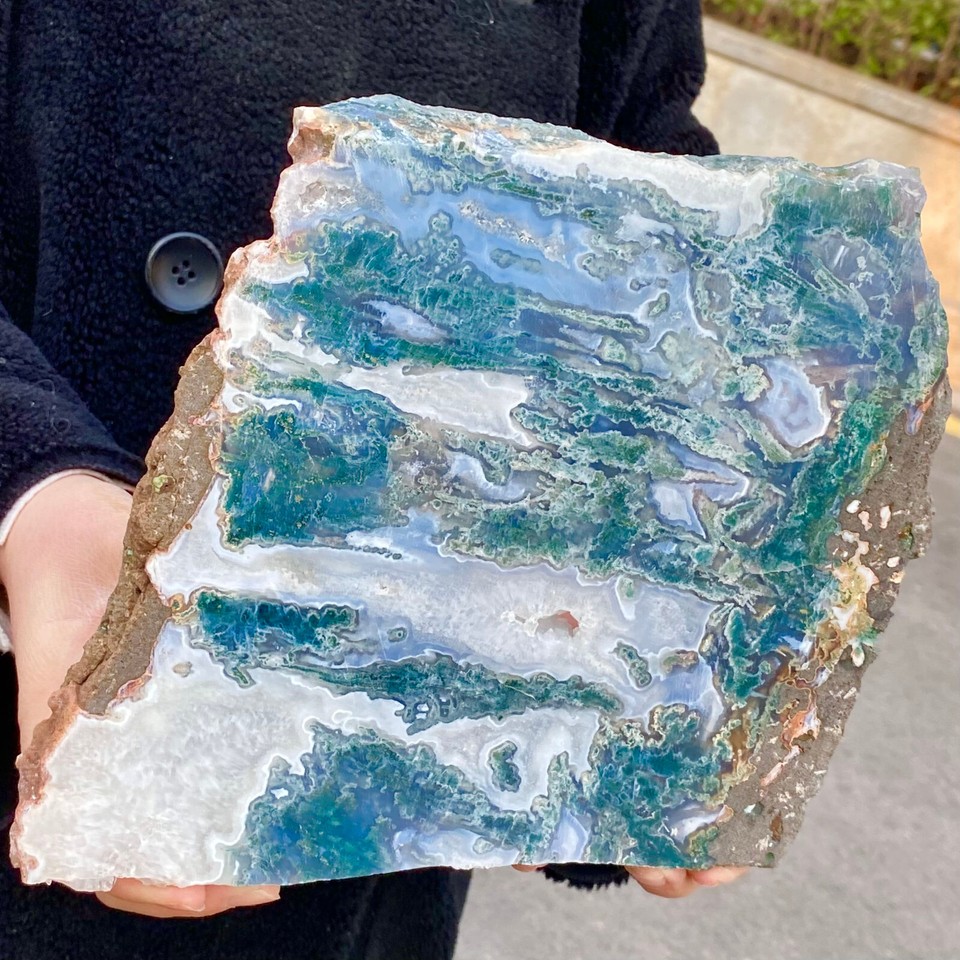 4.25LB Natural water grass agate stone slices - mineral energy healing ...