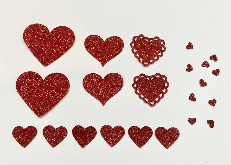 300+ Super Fun Heart Die Cuts Mixed Red Pack Valentines Embellishments ...