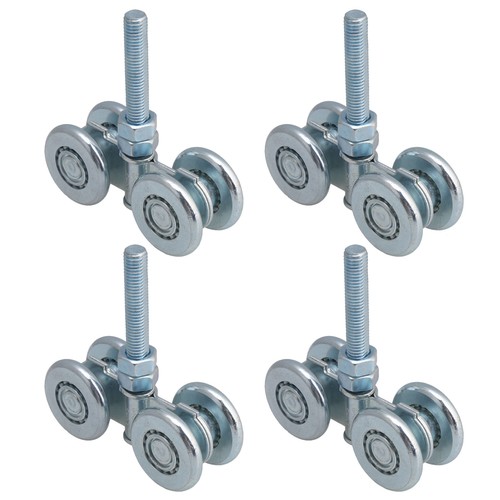 4P Steel Double Wheel Rail Hanging Trolley Silver Sliding Track Roller ...