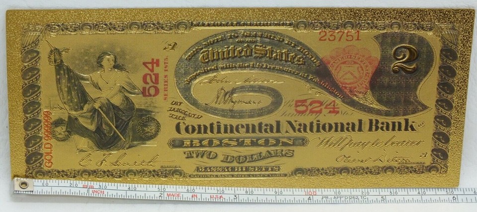 24K Gold-Plated Foil Note Currency Bill Paper Money Novelty Famous Cash ...