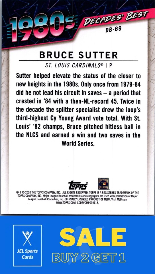 2020 Topps #DB-69 Bruce Sutter | eBay