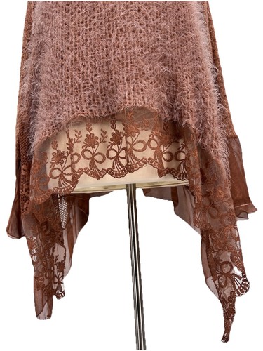 Indigo Thread Co Eyelash Sheer Sequin Lace Bell Sleeve Rust Tunic Top ...