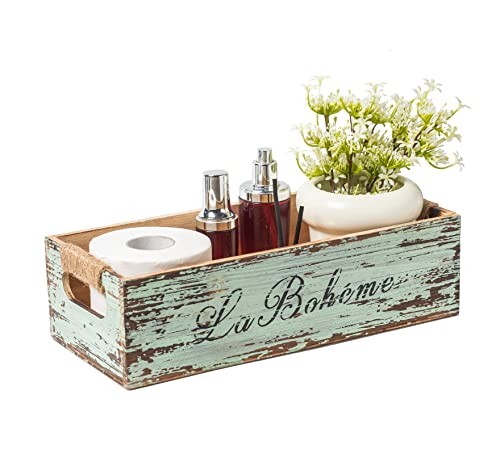 TIMRIS Farmhouse Distressed Wooden Storage Box, Rustic Distressed Green ...