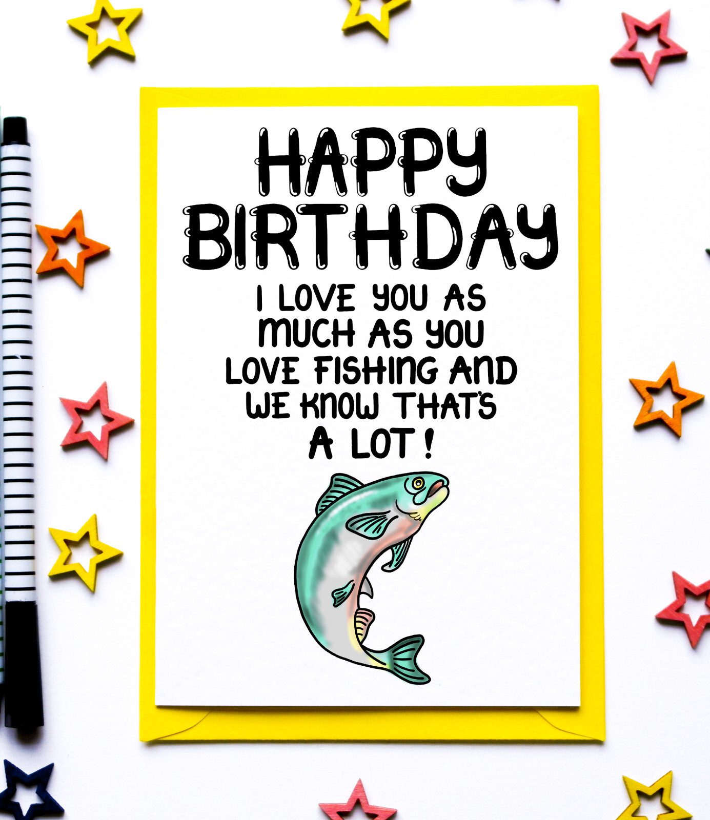 Funny Fishing Birthday Card - Dad Husband Boyfriend Fly Sea Cast Carp ...