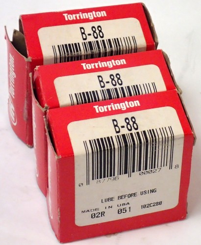LOT OF 3 TORRINGTON B-88 NEEDLE ROLLER BEARINGS INNER DIAMETER 1/2 ...