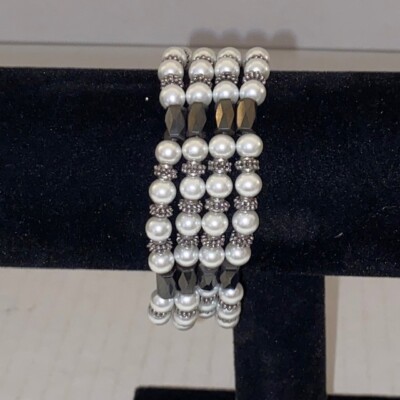 Fashion, Faux Pearls, Silver Tone, Magnetic Necklace/Bracelet 18 inches ...
