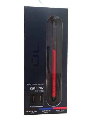TUL Fine Solid Gel Pen, Med Point, 0.7mm, 2 Refills (Blue & Black), Red ...