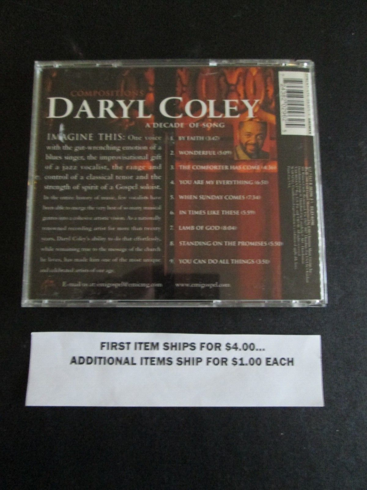 CD Daryl Coley - A Decade of Song $2.85 Shipping $4.00/$1.00 ...