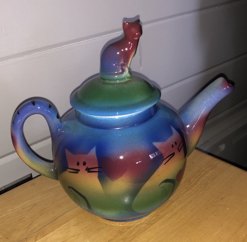 JUDITH STILES SHADOW KITTIES SIGNED TEA POT | eBay