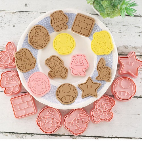 8Pcs Super Mario Cookie Cutters Mold Biscuit Cake Fondant DIY Dessert ...