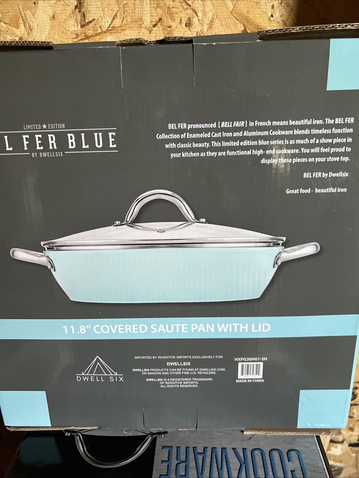DWELLSIX Bel Fer Blue 11.8Inch Limited Edition Sauté Pan Lid Turquoise ...