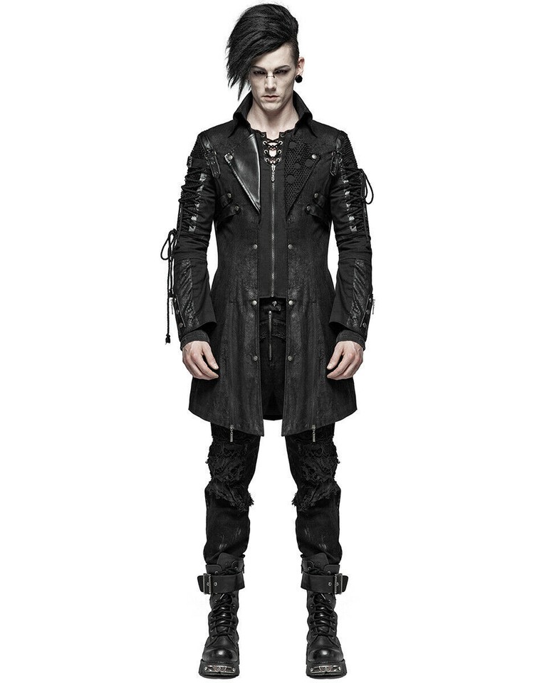 Punk Rave Mens Gothic Poison Jacket Coat Black Faux Leather Steampunk ...