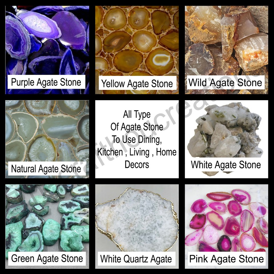 Natural White Round Polished Agate Stone Table with Gold Epoxy Inlay ...