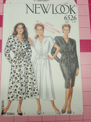 Rare Vintage New Look Pattern 6526 Dresses Sizes 6 8 10 12 14 16 18 ...