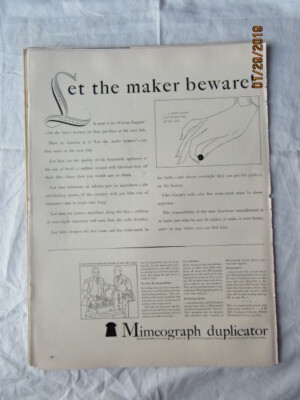 VTG 1940 Orig Magazine Ad Mimeograph Duplicator Let the Maker Beware | eBay
