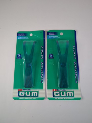 2x GUM FLOSSMATE HANDLE For Dental Floss One Handed Flossing Green NEW ...