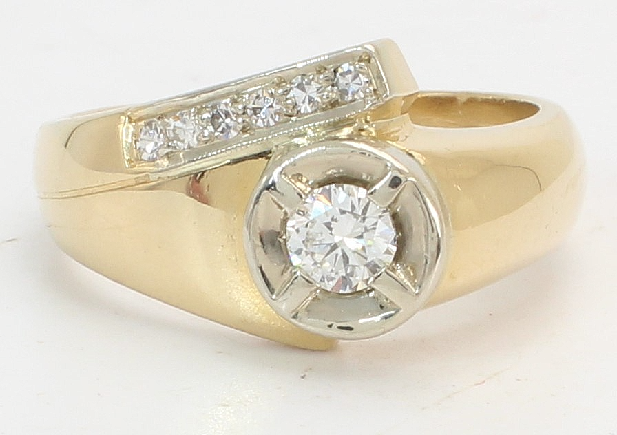 14k Solid Gold Heavy 8g Mans Dinner Pinky Ring Band 35ctw Diamonds Size ...