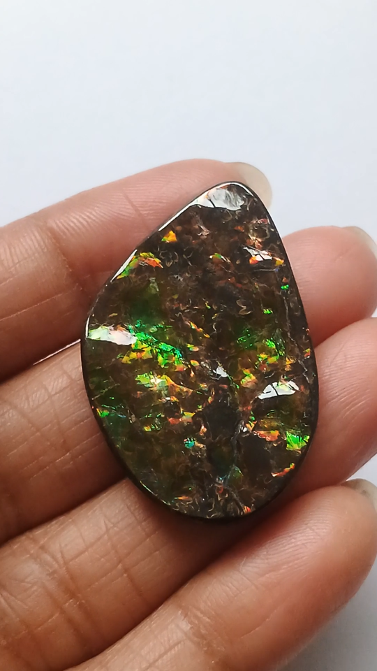 32.45 Ct Natural Canadian Ammolite Cabochon Loose Gemstone 34.5X22.5X4 ...