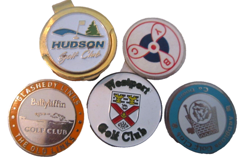 Lot of 5 Golf Club Metal Ball Marker Coin Hudson, Ballyliffin, Westport ...