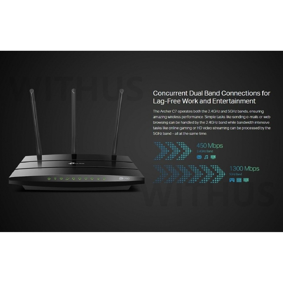 TP-Link Archer C7 AC1750 Wireless Dual Band Gigabit Router 802.11 2 ...