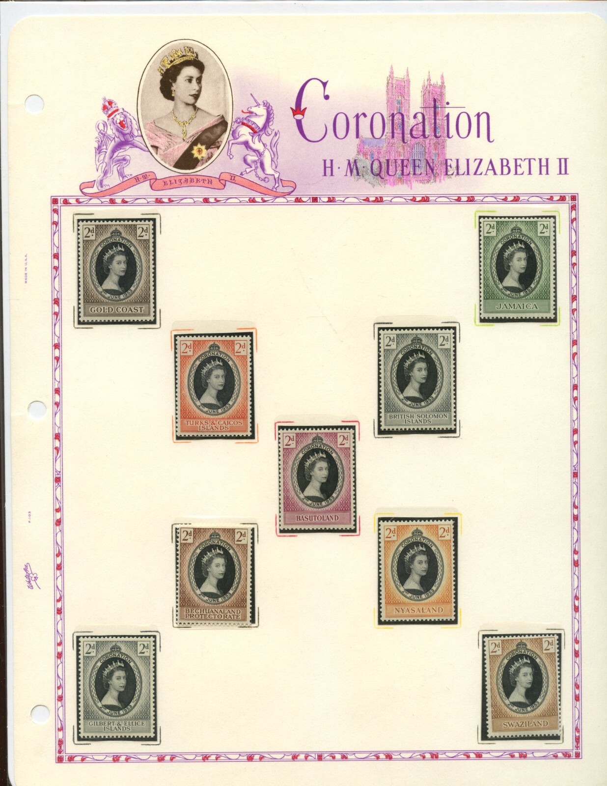 1953 Queen Elizabeth 2 Coronation Stamp Sets 7 Different Carded | eBay