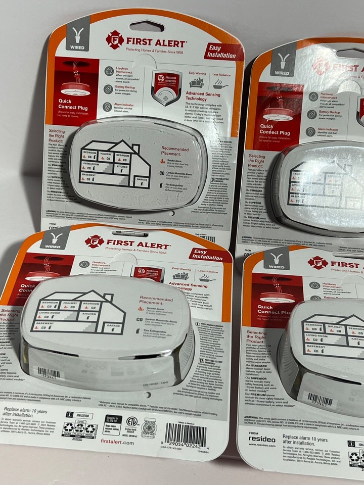 First Alert Smoke Detector Alarm Smoke Sensor hardwired A9120B, 4 pack ...