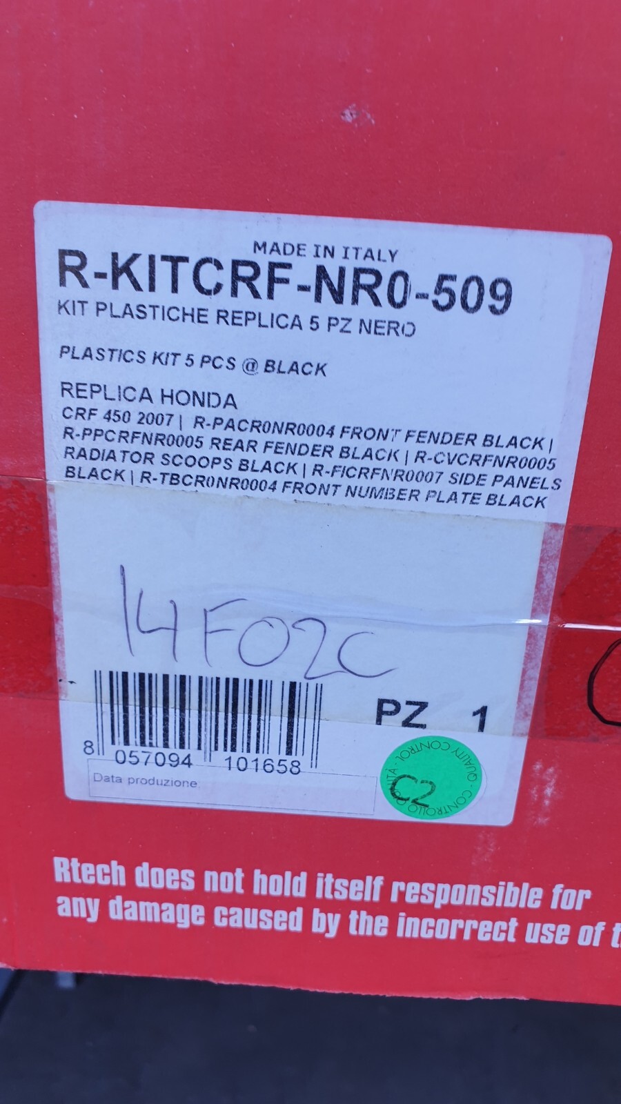 Honda CRF450 2007 - 2008 R-Tech Plastic Kit, New in Box | eBay