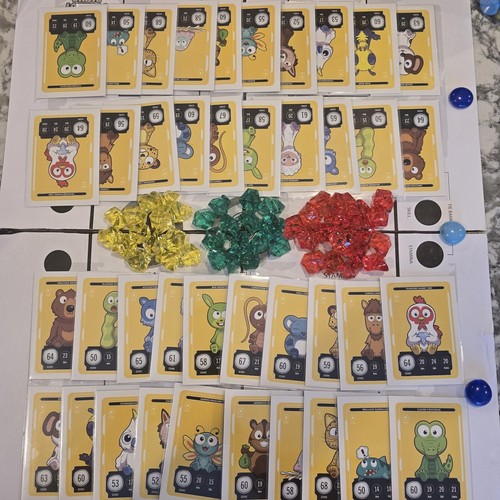 40 Veefriend S2 Cards , 3 sets of 14 "Gems" 1 blue turn token and 2 ...