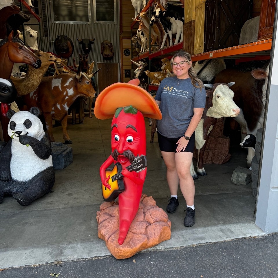 Singing Chili Cartoon Life Size Resin Statue Comic Food Western Theme ...